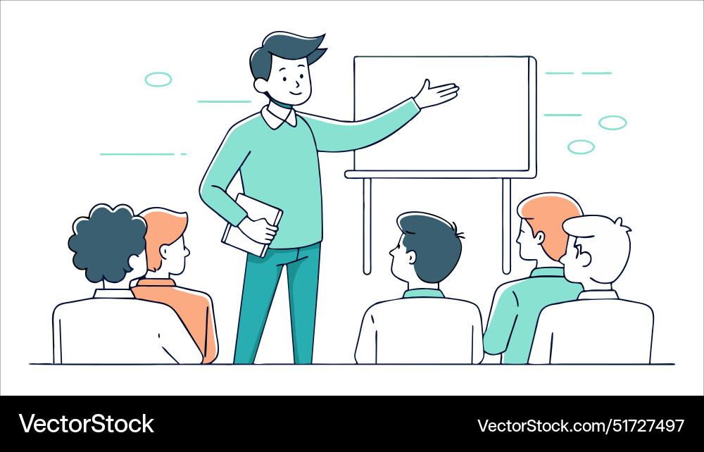 Lecture education a young speaker gives Royalty Free Vector