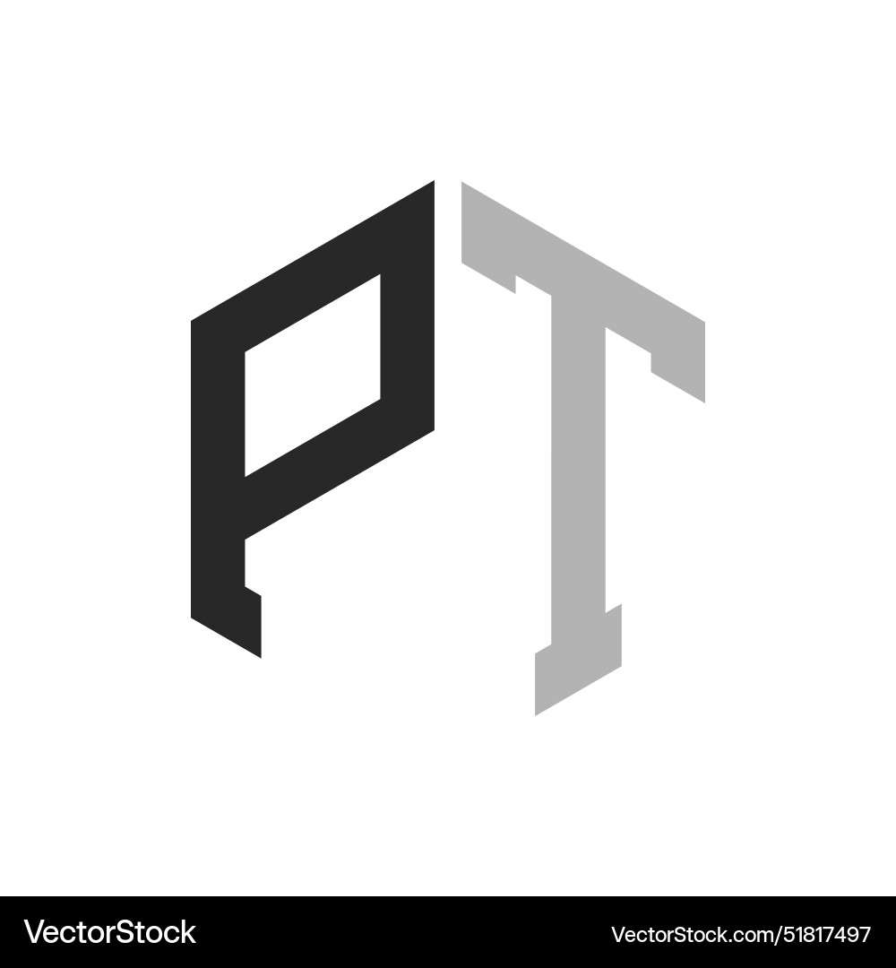 Modern unique hexagon letter pt logo design Vector Image
