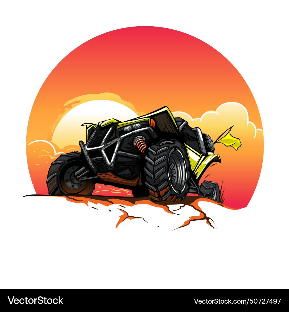 Off-road atv buggy overcomes obstacles against Vector Image
