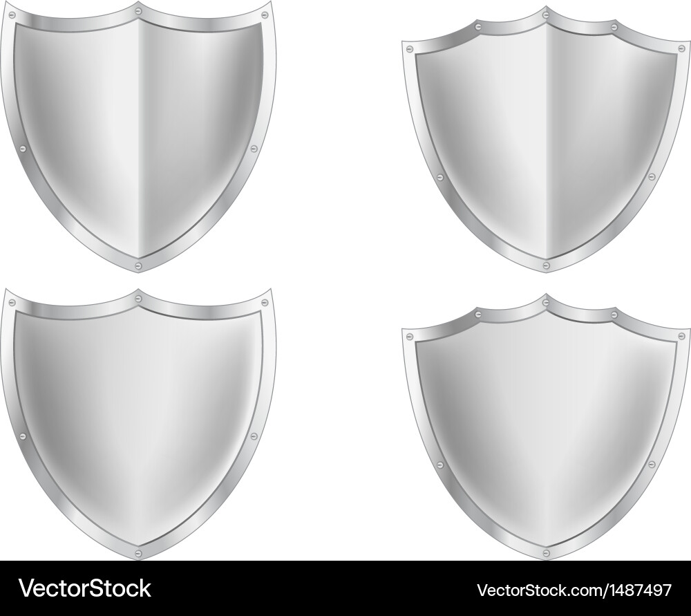 Silver shield collection Royalty Free Vector Image