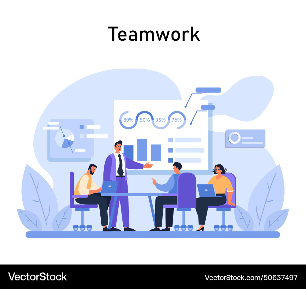 Teamwork exemplified collaborative team engages Vector Image