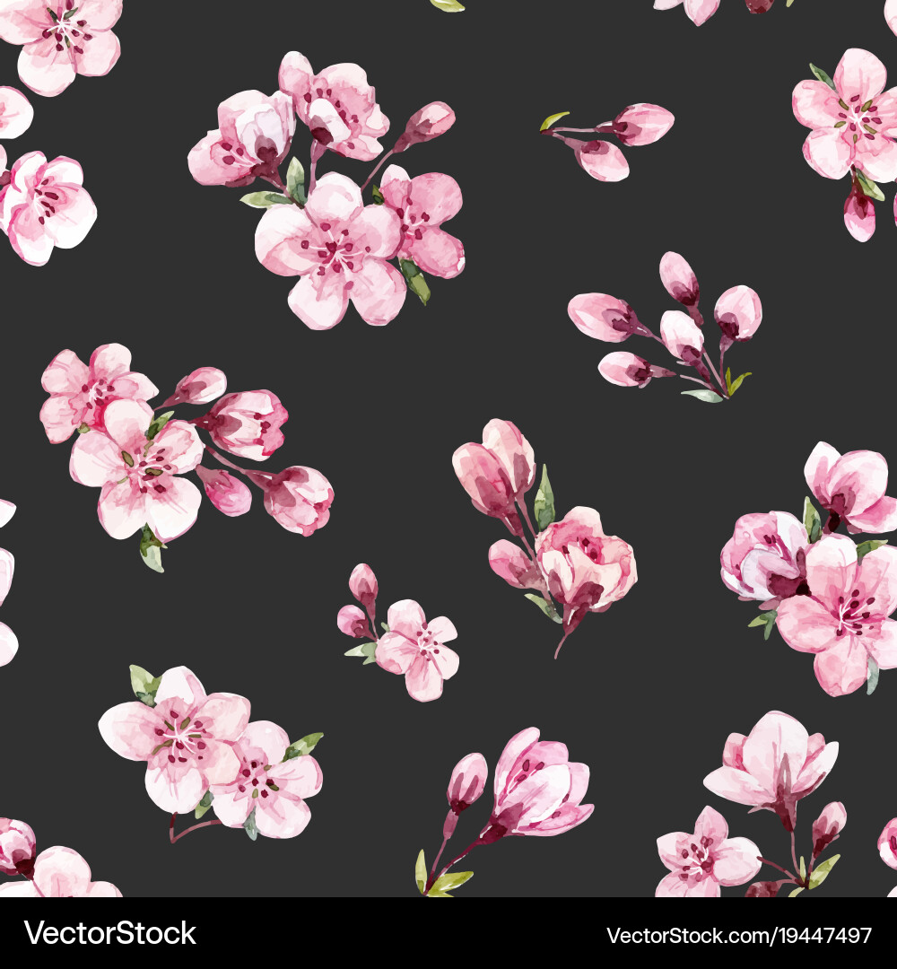 Watercolor spring floral pattern Royalty Free Vector Image