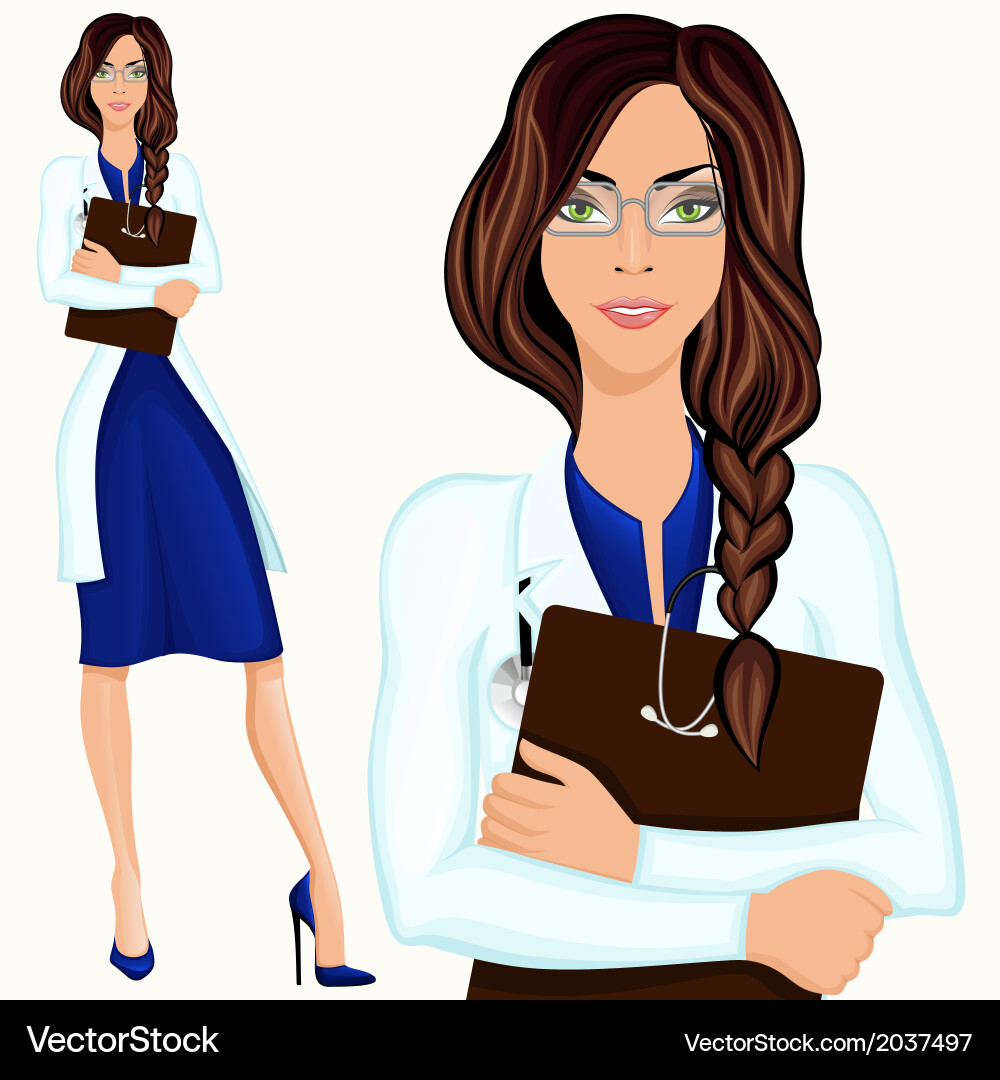 Young woman doctor Royalty Free Vector Image - VectorStock