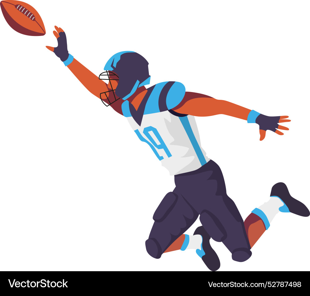 A football player makes an impressive catch while Vector Image