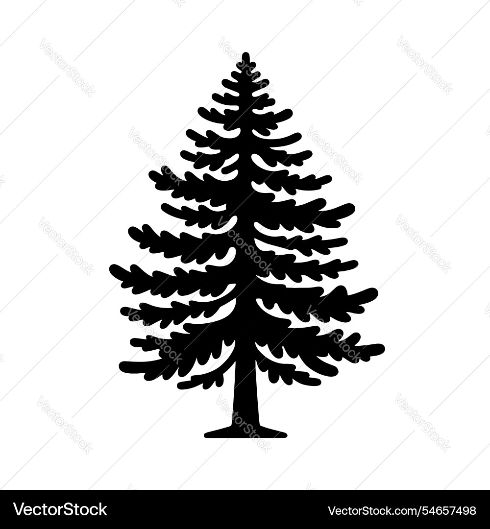 Black silhouette of a coniferous tree Royalty Free Vector