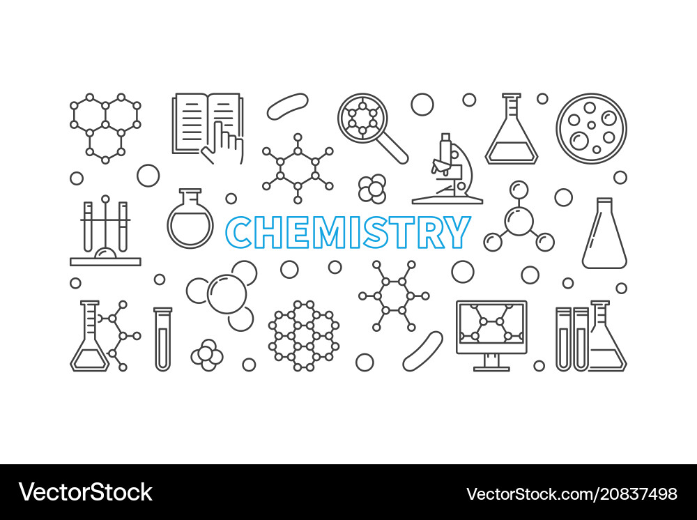 Chemistry horizontal linear banner Royalty Free Vector Image
