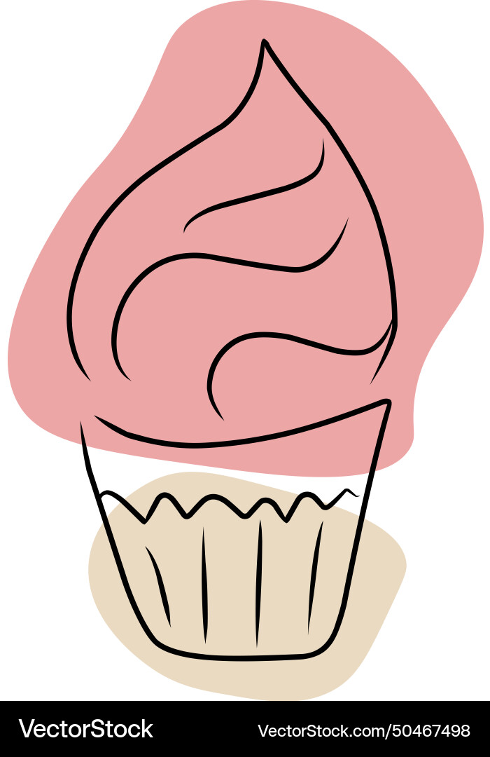 Cupcake hand drawn sketch Royalty Free Vector Image