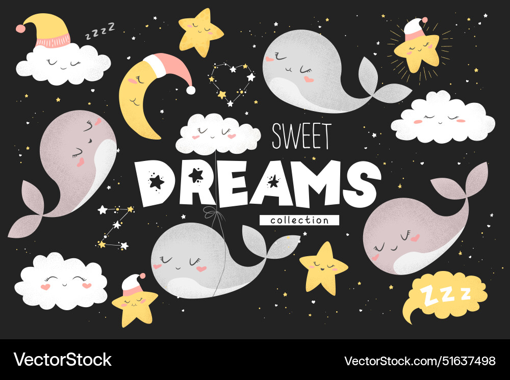 Dream collection with cute hand drawn cartoon Vector Image