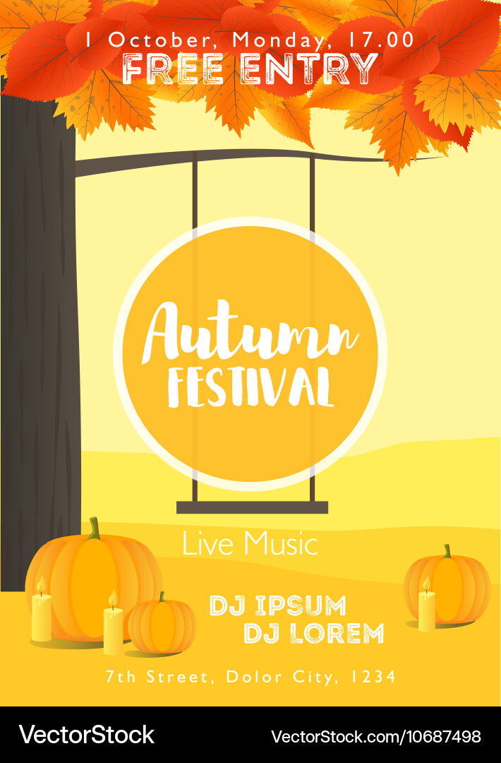 Fall festival template bright colourful autumn Vector Image