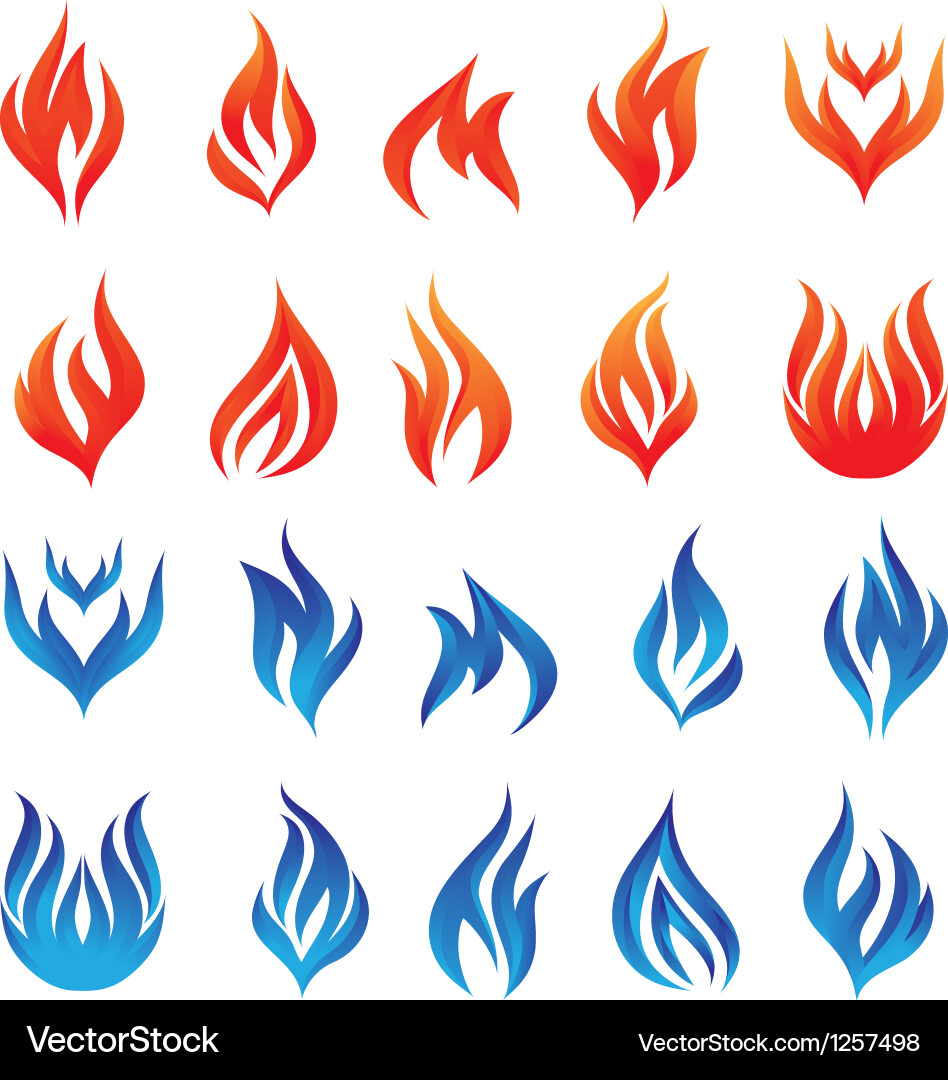 Fire set Royalty Free Vector Image - VectorStock