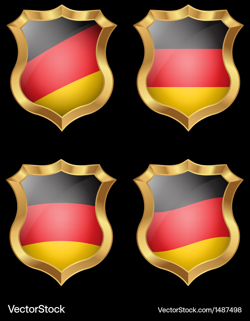 Germany flag on metal shiny shield Royalty Free Vector Image