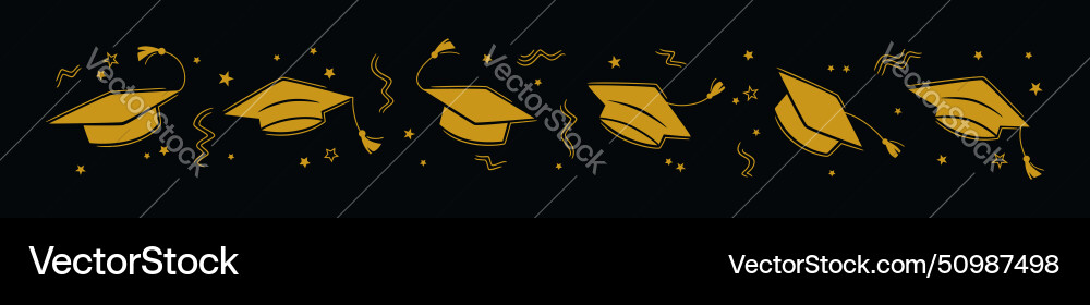 Graduation border with the square academic cap Vector Image