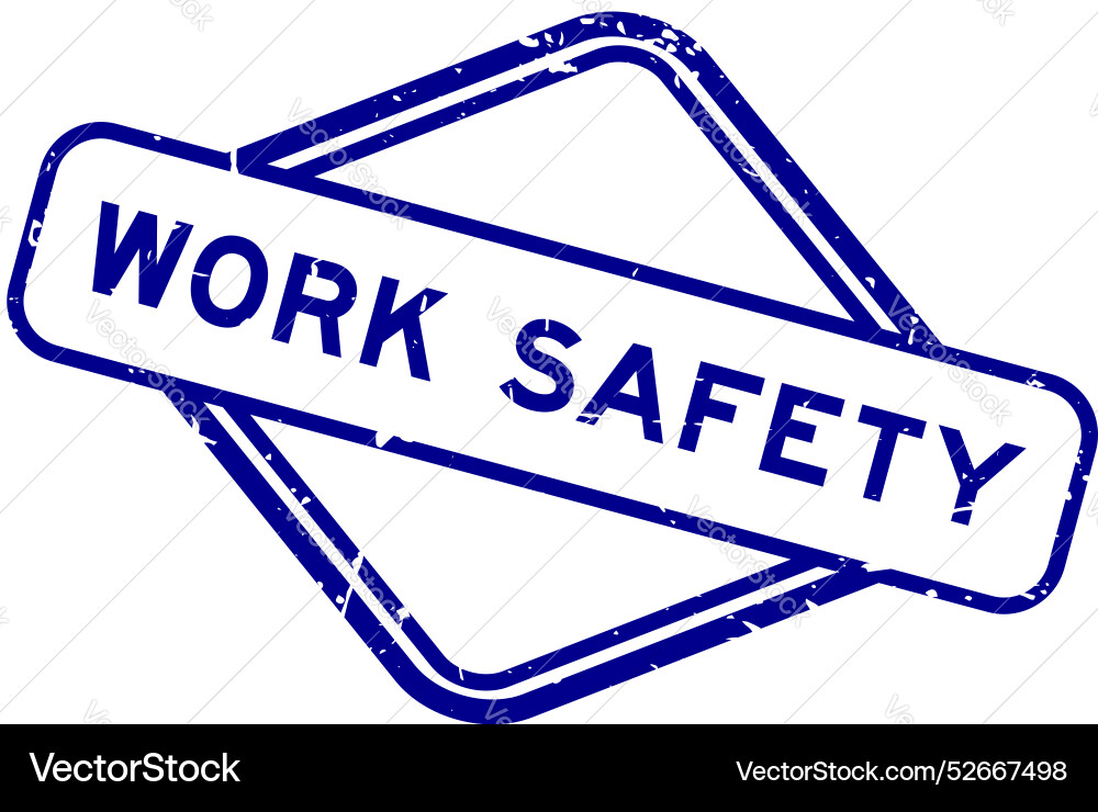 Grunge blue work safety word rubber seal stamp Vector Image