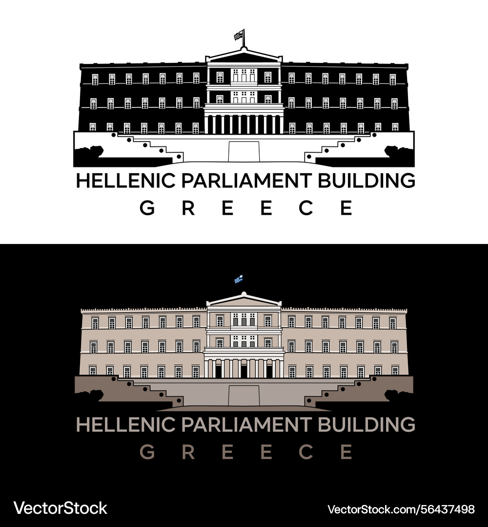 Hellenic parliament building greece iluustration Vector Image