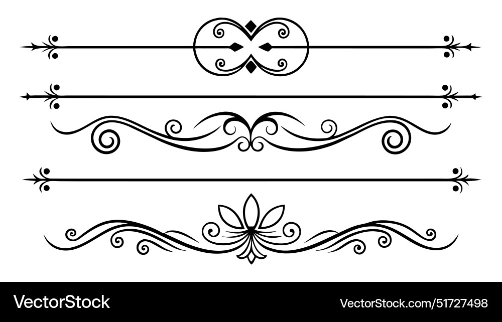 Line dividers decorative swirl text separators Vector Image
