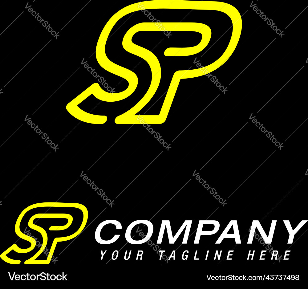 PS & SP Monogram Logo Line Art Royalty Free Vector Image
