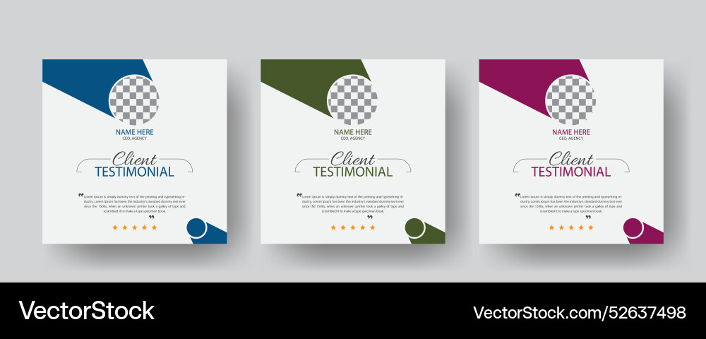 Social media post design for client testimonials Vector Image