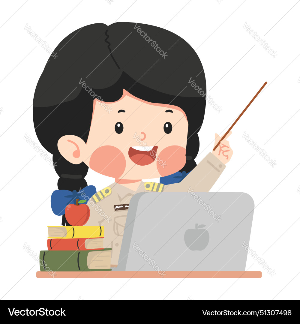 Thai teacher teaching with computers Royalty Free Vector