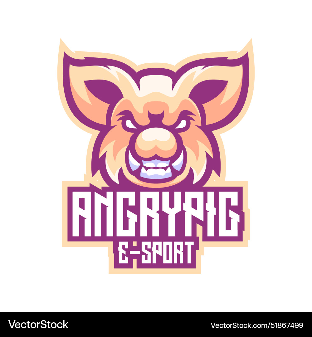 Angry pig e sport logo Royalty Free Vector Image