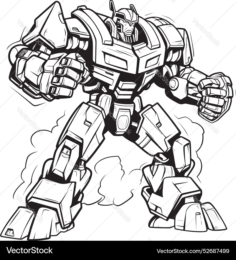 Armament fusion weaponizing robot in black Vector Image