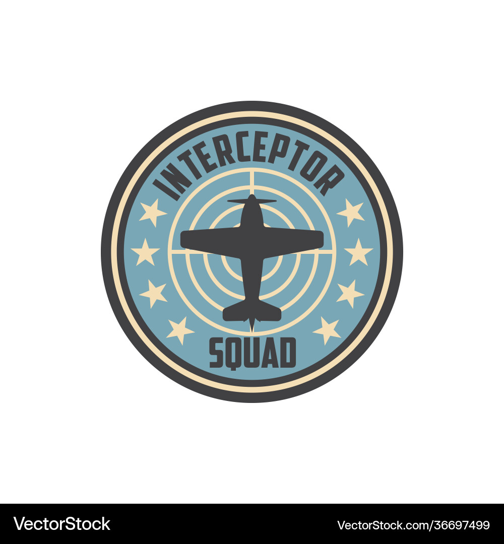 Army chevron insignia interceptor plane squad Vector Image