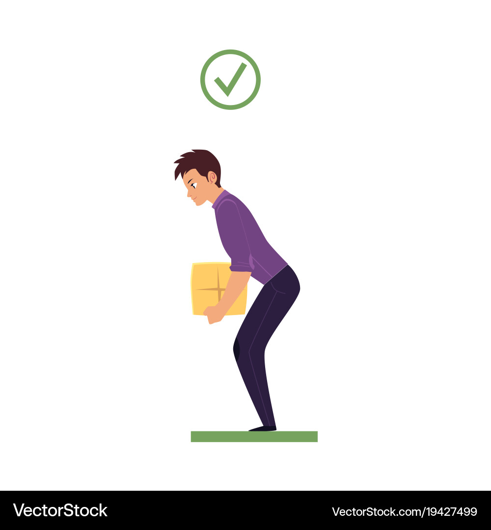 Correct back position lifting weight Royalty Free Vector