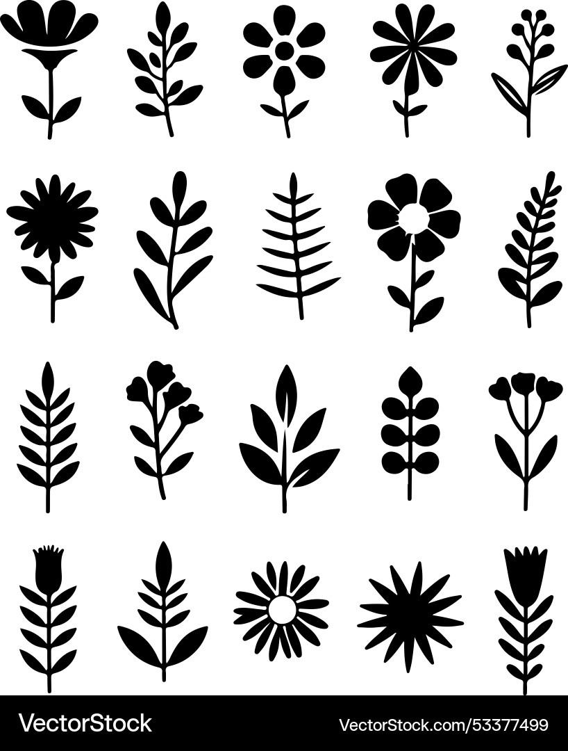Flower icon set Royalty Free Vector Image - VectorStock