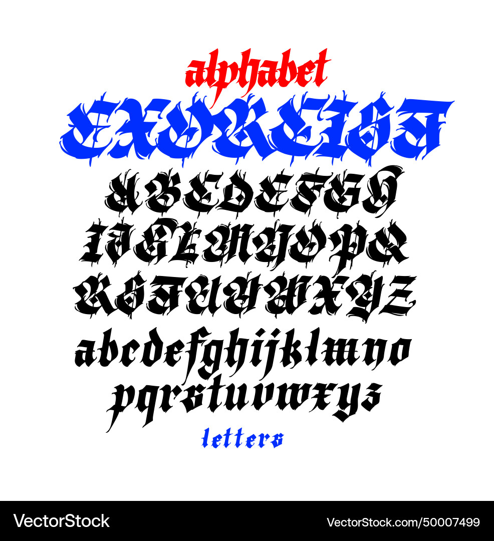 Gothic font from latin letters english alphabet Vector Image