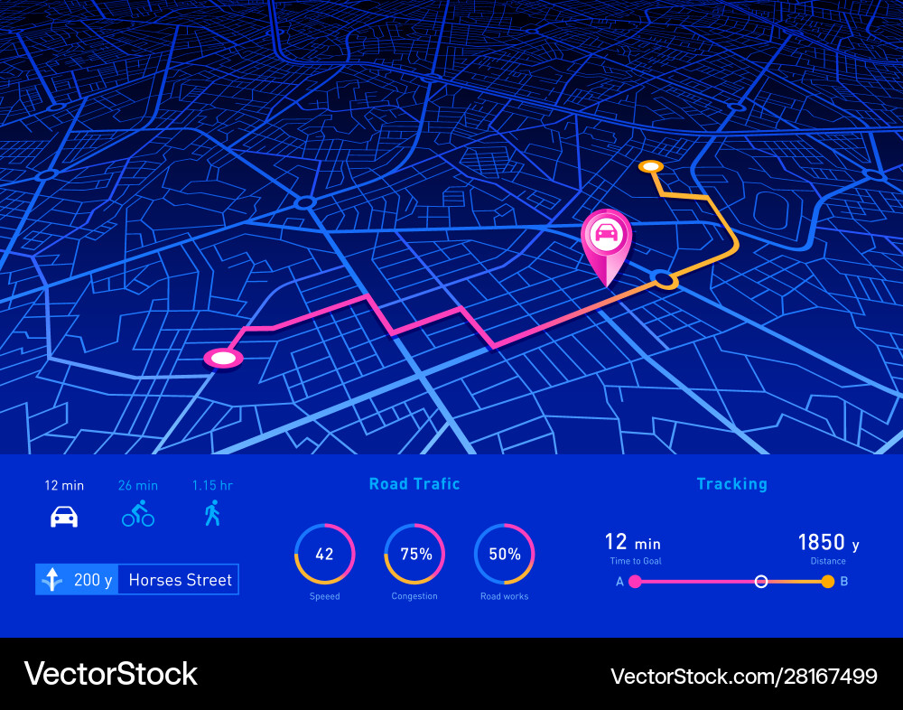 Gps navigator pin blue color mock up Royalty Free Vector