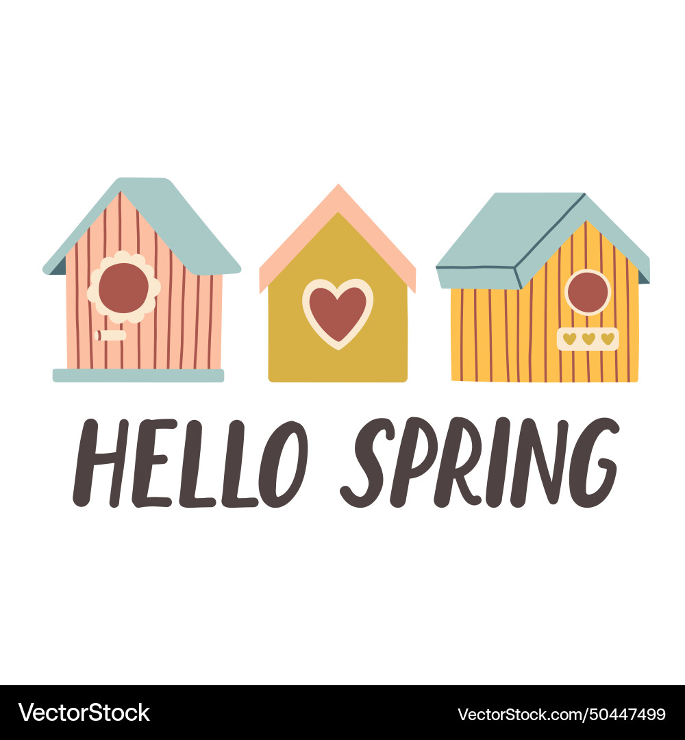 Hello spring quotes floral springtime hand drawn Vector Image