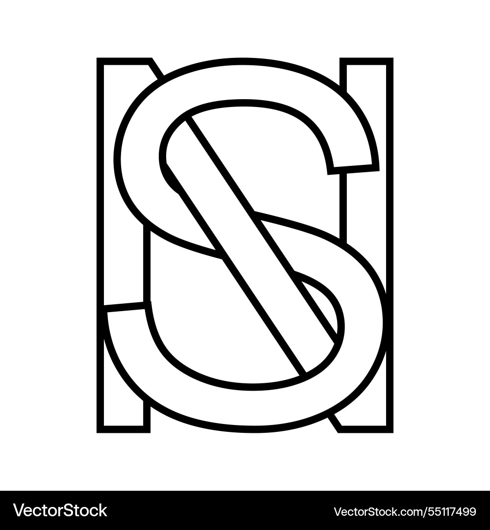 Logo sign sn ns icon double letters logotype n s Vector Image