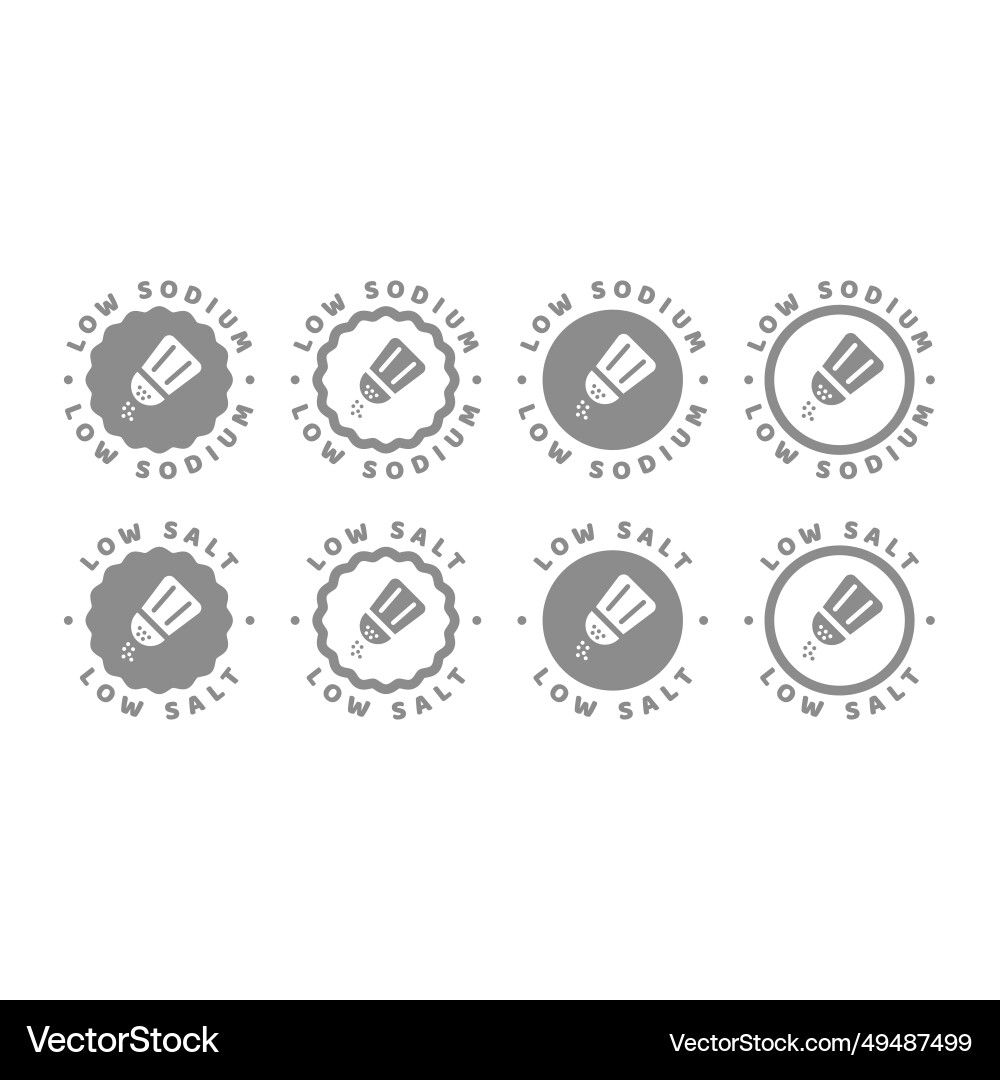 Low salt and sodium labels Royalty Free Vector Image
