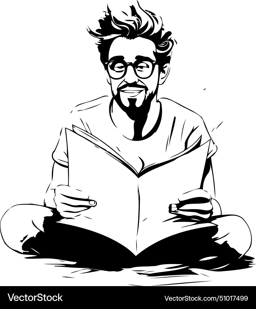 Man reading a book Royalty Free Vector Image - VectorStock