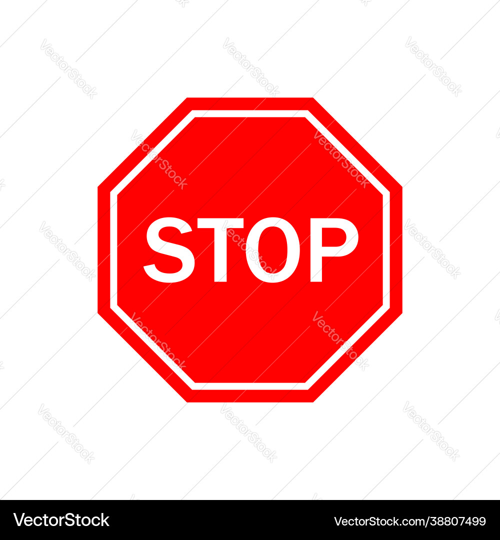Stop sign icon for traffic red octagon Royalty Free Vector