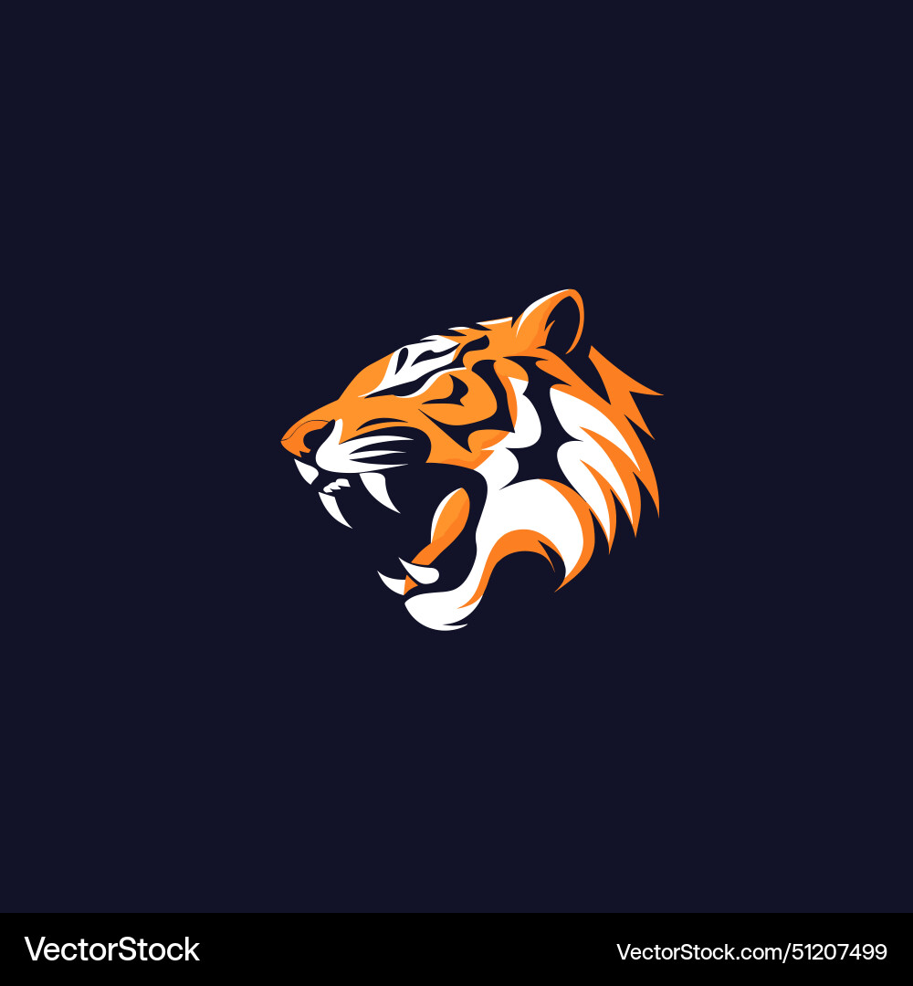 Stylized tiger head graphic design dark background