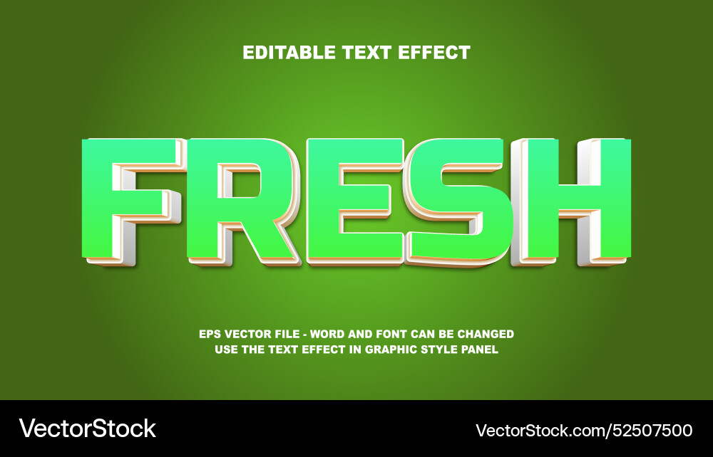 Editable text effect fresh 3d template Royalty Free Vector