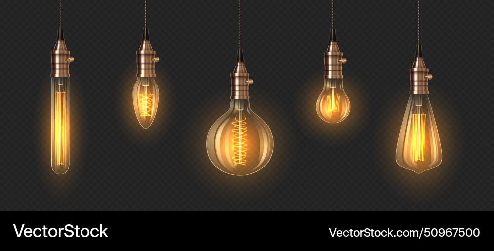 Glowing incandescent lightbulbs 3d realistic Vector Image