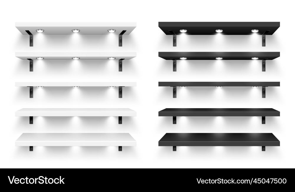 Realistic store shelves with wall mount Royalty Free Vector