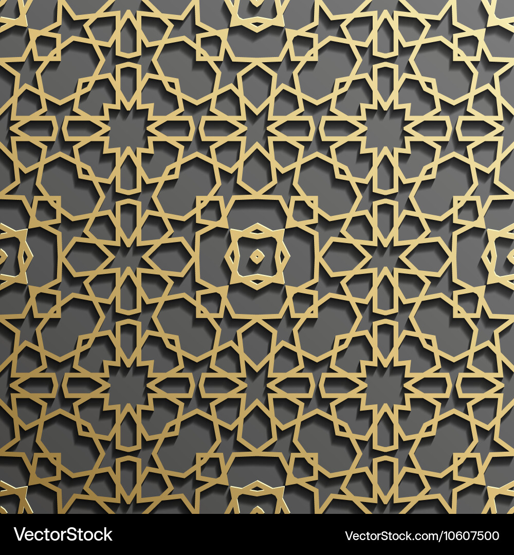Seamless islamic pattern 3d traditional arabic Vector Image