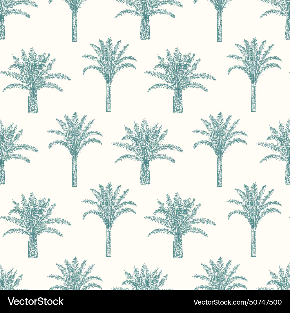 Seamless pattern with palm trees and leaves Vector Image