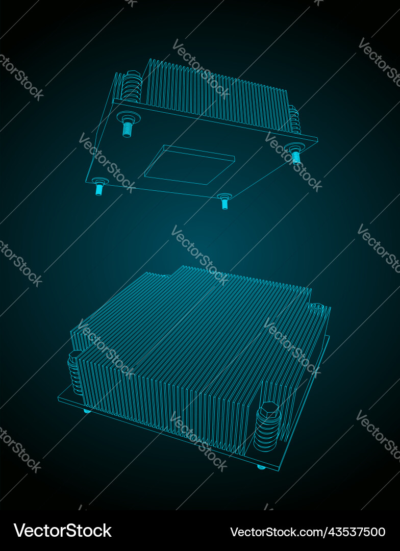 Server cpu cooler drawings Royalty Free Vector Image