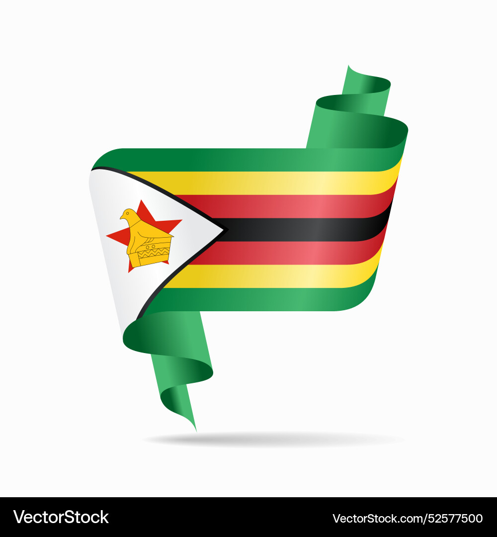 Zimbabwean flag wavy ribbon background Royalty Free Vector