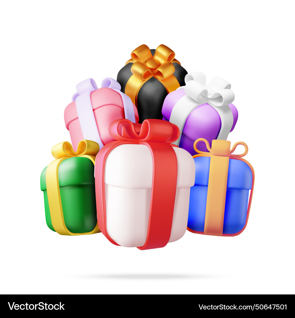 3d gift box set isolated Royalty Free Vector Image