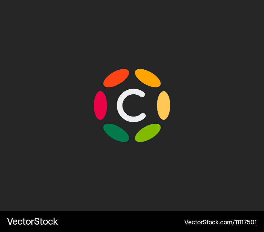 Color letter c logo icon design hub frame Vector Image