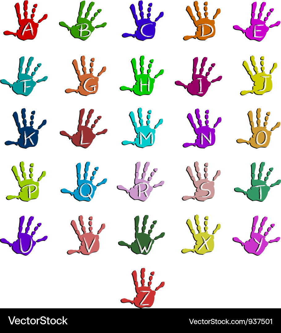 Colorful hand alphabet Royalty Free Vector Image