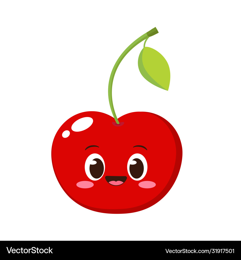 Cute happy red cherry character Royalty Free Vector Image