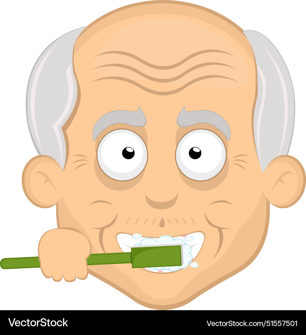 Face old man grandfather toothbrush brushing teeth