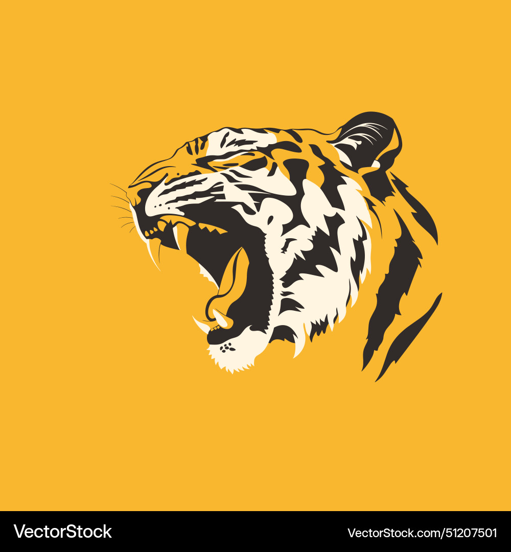 Fierce tiger roaring graphic design wild animal Vector Image