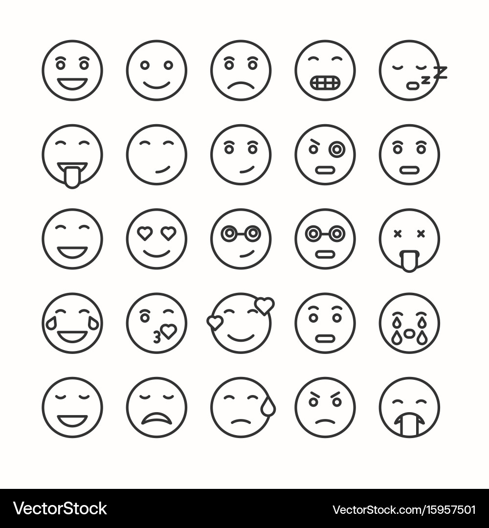 Flat and line Emoticon face icons set Lizenzfreier Vektor