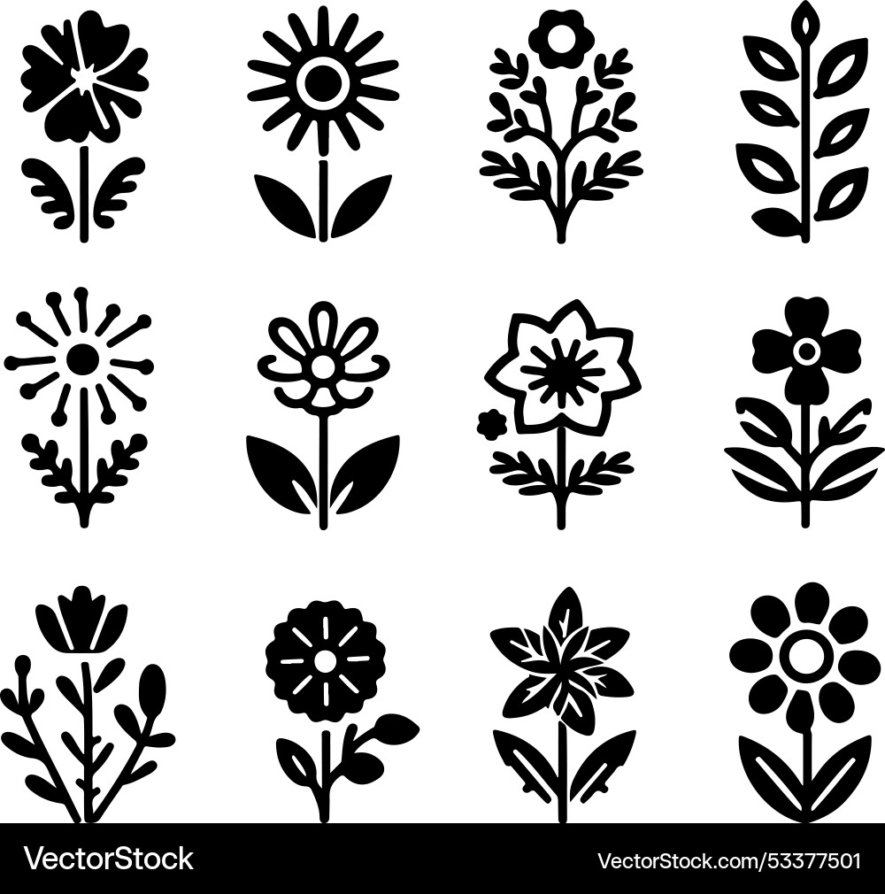 Flower icon set Royalty Free Vector Image - VectorStock